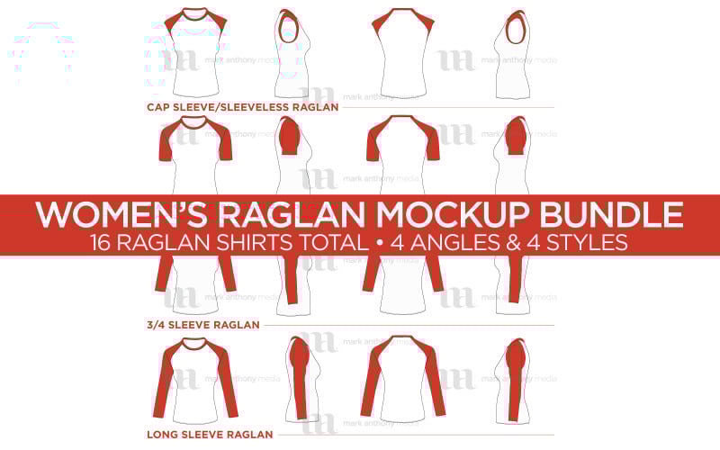 Raglan Women's Short Sleeve Shirt - Vector Mockup Template