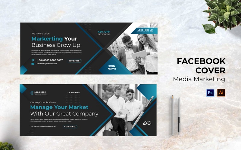 Media Marketing Facebook Cover Social Media - TemplateMonster