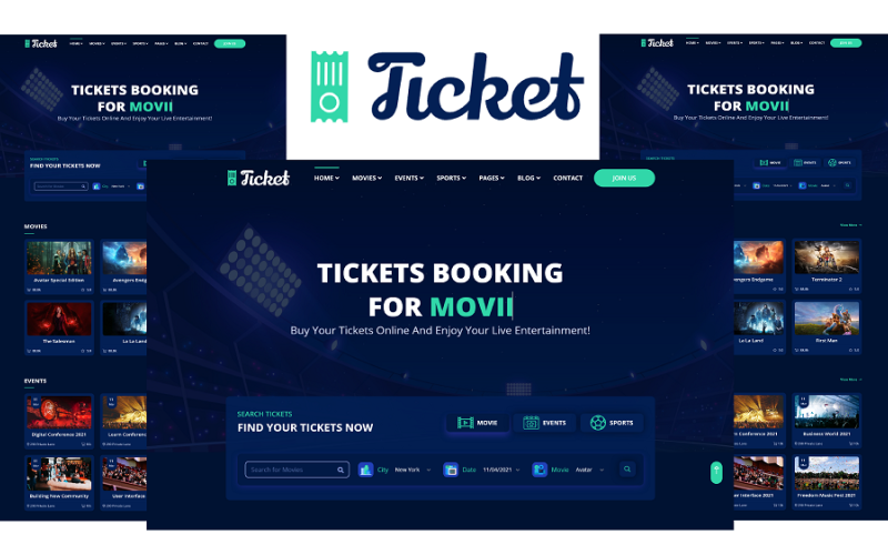 Ticket - Modèle HTML5 de site Web de réservation de billets en ligne