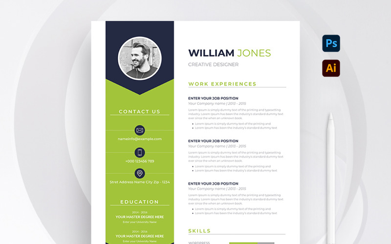 William Jones Resume Template #180269 - TemplateMonster
