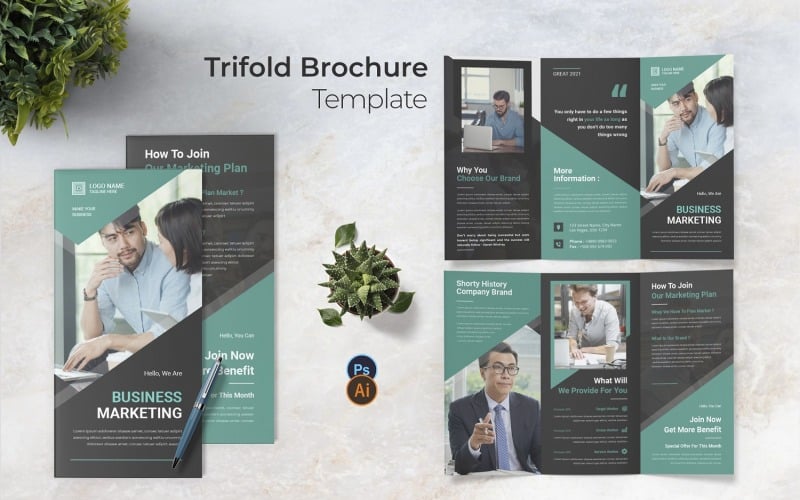 Marketing Service Trifold Brochure #180460 - TemplateMonster