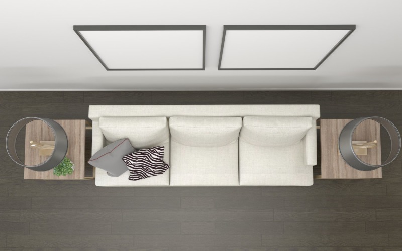 Top View Living Room Whit Sofa 4 Product Mockup