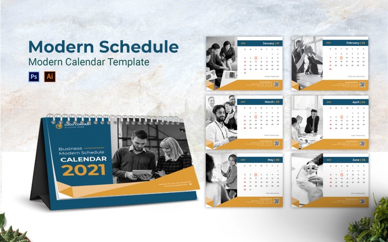 Modern Schedule Desk Calendar Planner - TemplateMonster