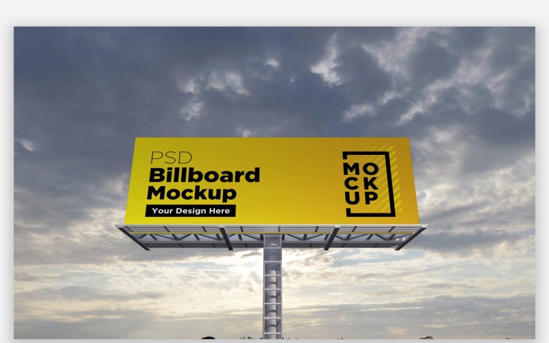 Hooding Billboard Sign Mockup Front View - TemplateMonster