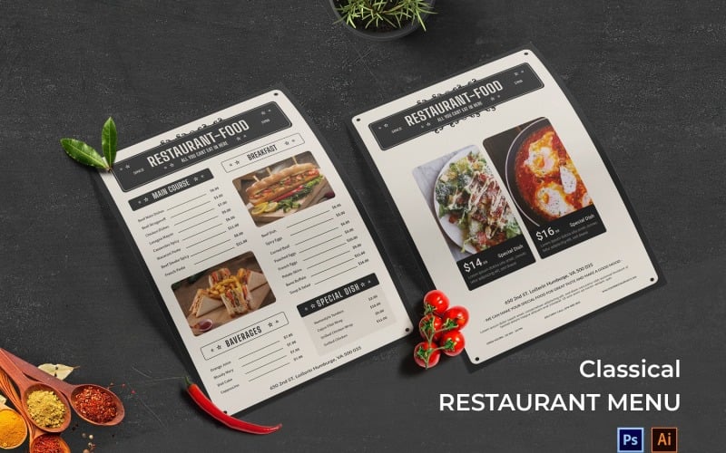 Classical Resto Food Menu #181233 - TemplateMonster