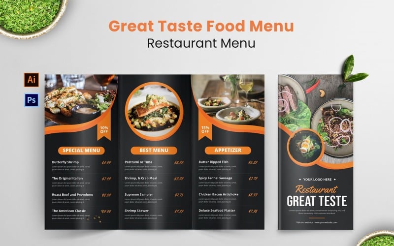 Great Taste Food Restaurant Menu #181227 - TemplateMonster