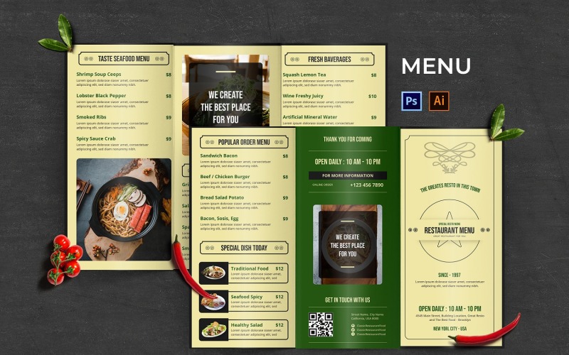 Menu Cafe Classy Food Menu #181239 - TemplateMonster