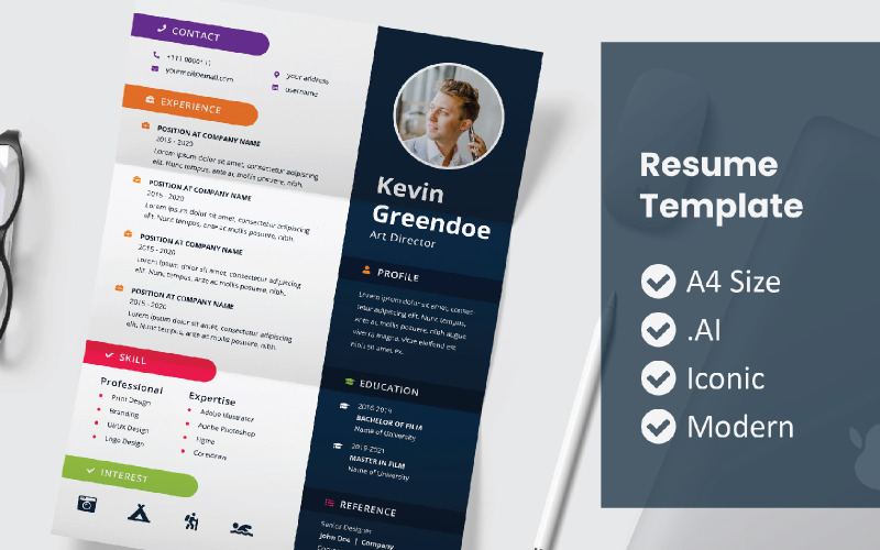 Right Photo Printable Resume Template - TemplateMonster