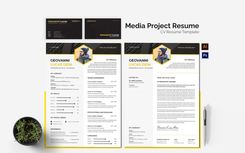 Athena - Creative CV Set Resume Template - TemplateMonster