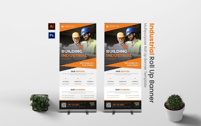Building Industrial Roll Up Banner #181892 - TemplateMonster