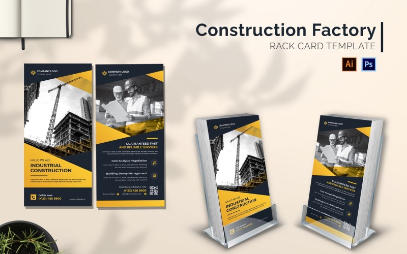 Construction Factory Rack Card Brochure - TemplateMonster