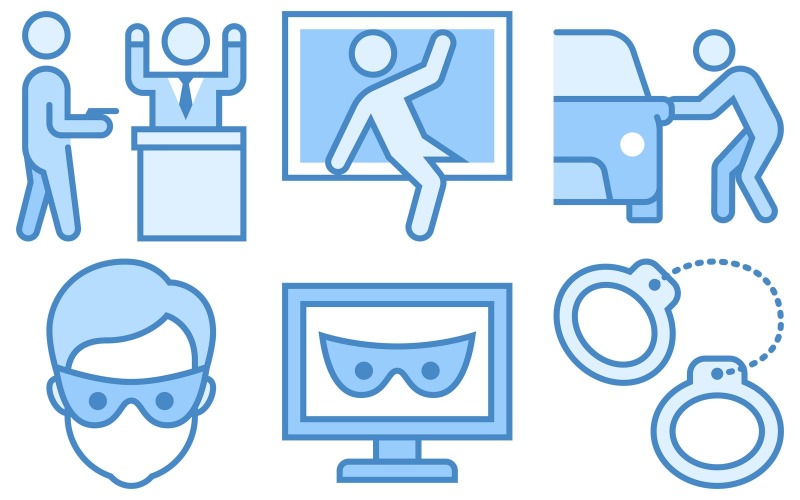 Crime Icon Pack in Blue UI Style #181992 - TemplateMonster