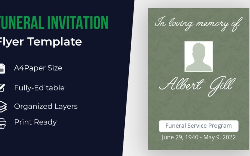 Funeral Invitation Flyer Template Design - TemplateMonster