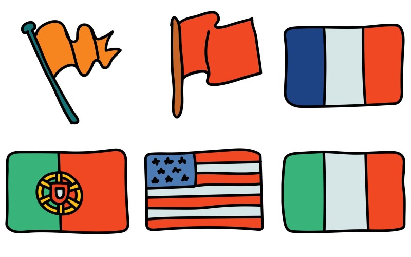 Flags Icon Pack in Doodle Style #182165 - TemplateMonster