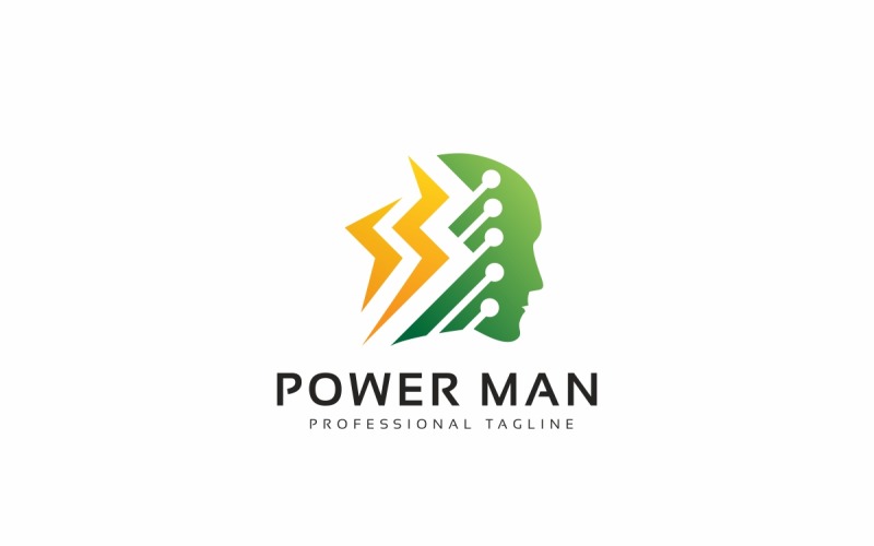 Power Man Head Tech Logo Template #182770 - TemplateMonster