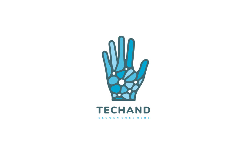 Modèle de logo de technologie de main humaine
