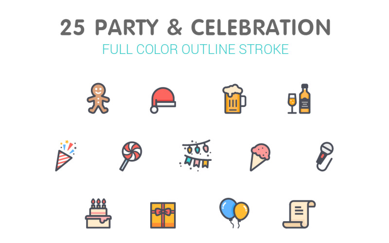 Party & Celebrate Line with Color Iconset template
