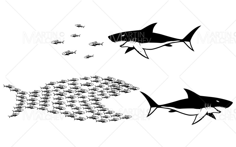 Big Fish Small Fish Vector Illustration - TemplateMonster