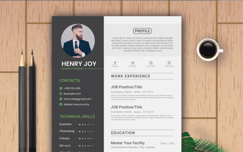 Czysty i profesjonalny szablon CV CV. - TemplateMonster
