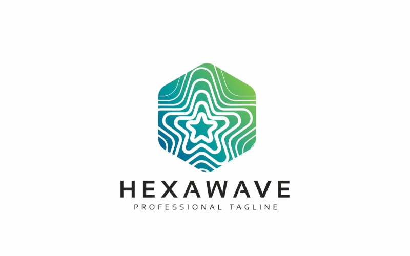 Hexagon Wave Line Logo Template #184217 - TemplateMonster