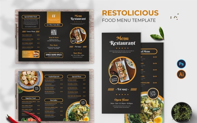 Menu Menu des plats délicieux #184273 - TemplateMonster