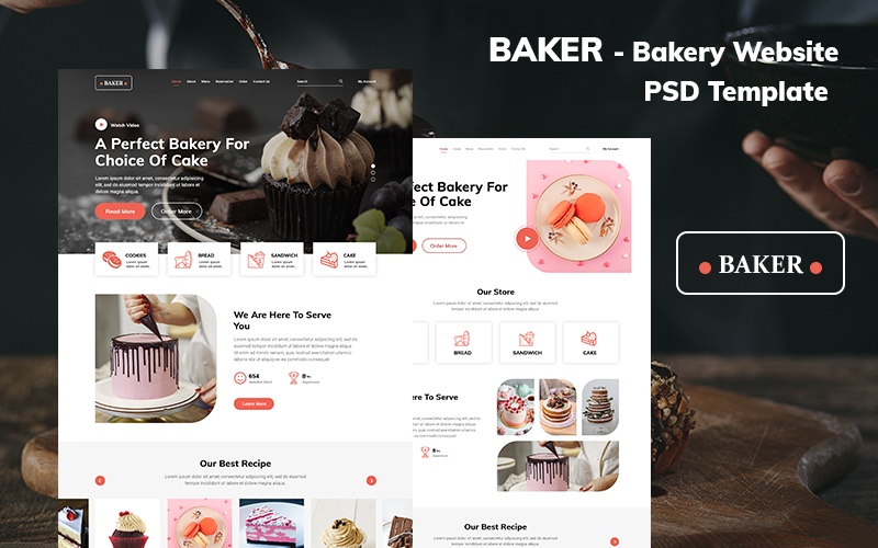 Bakery Website PSD Template #184544 - TemplateMonster