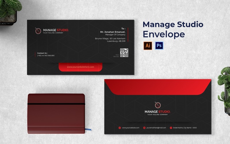 Manage Studio Envelope Print Template - TemplateMonster