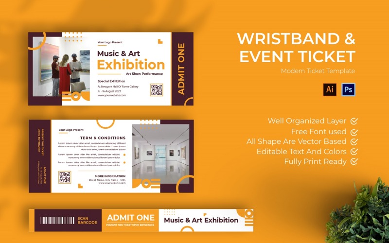 Art Show Exhibition Ticket #184642 - TemplateMonster