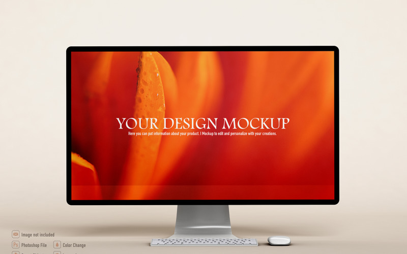 Computer Mockup On Soft Color Background Product Mockup