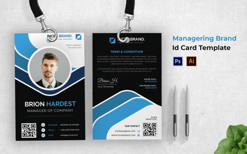 Managering Brand Id Card Print Template - TemplateMonster
