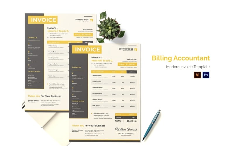 Billing Accountant Invoice #184968 - TemplateMonster