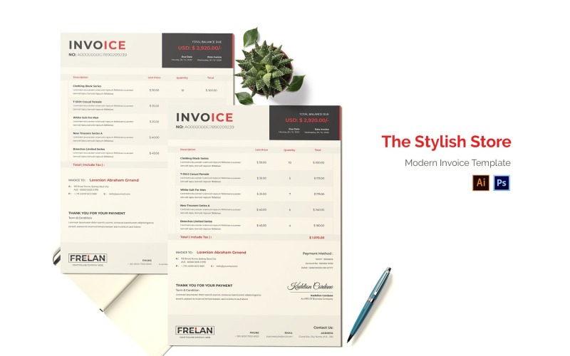 Stylish Store Invoice Print Template - TemplateMonster