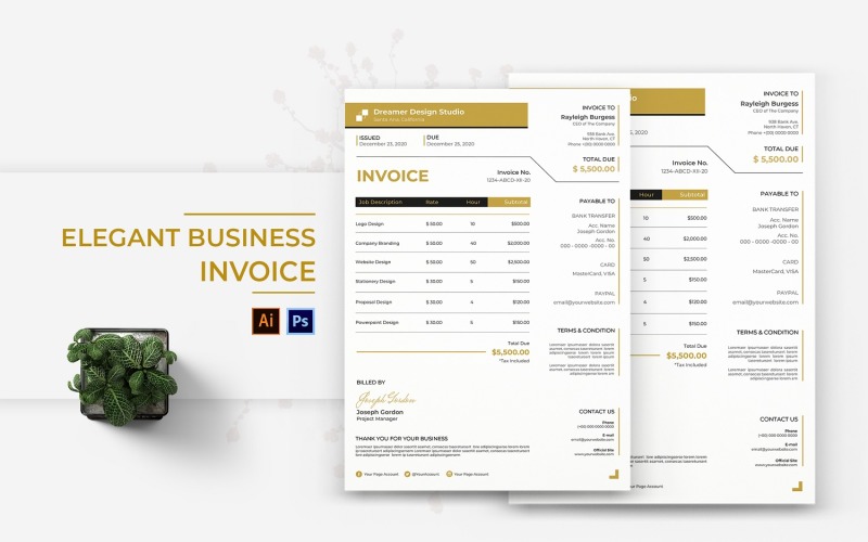 Elegant Business Invoice Print Template - TemplateMonster