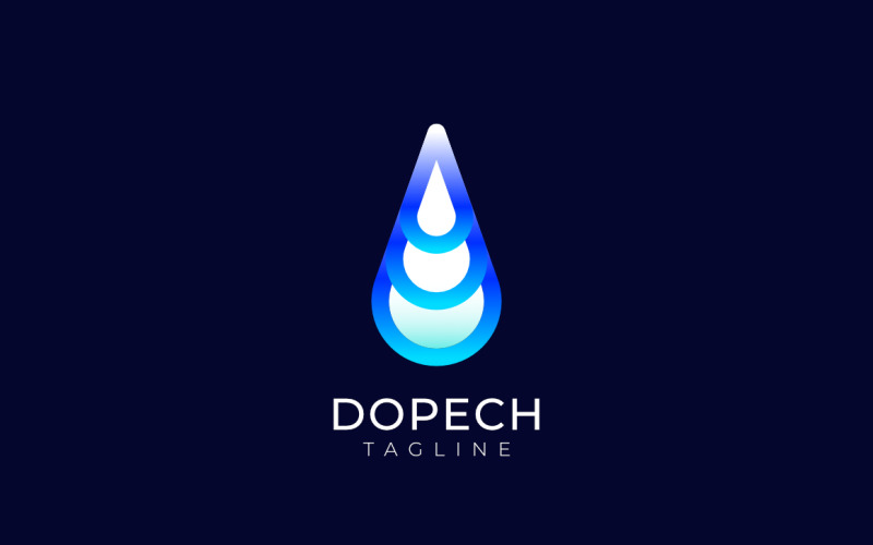 Drop Tech - Gradient Logo Design Template - TemplateMonster