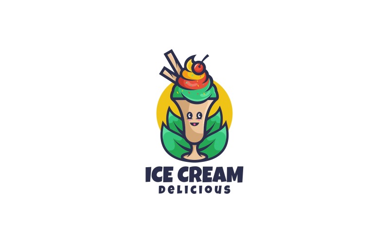 Ice Cream Mascot Cartoon Logo Template - TemplateMonster