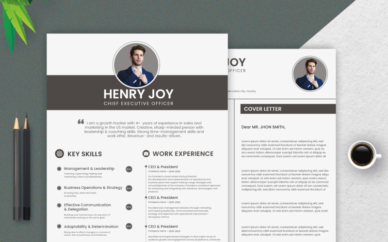 Ren och professionell CV CV-mall. #185525 - TemplateMonster