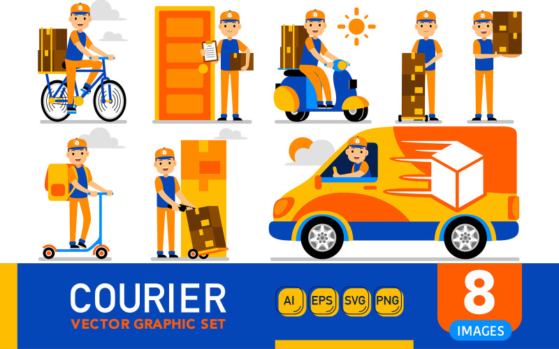 Courier Profession Characters - Vector Graphic Set