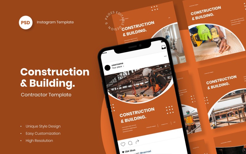 Construction & Building Instagram Post Template Social Media