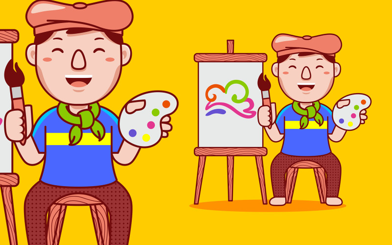 Artist Profession Cartoon - Vector Illustration