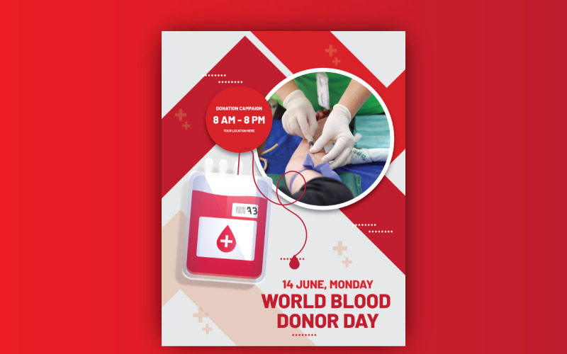 World Blood Donation Day Flyer Design - TemplateMonster
