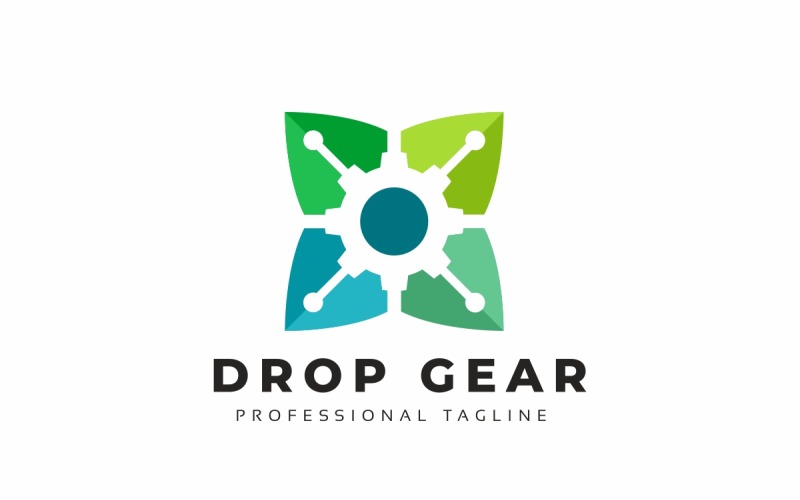Drop Gear Leaves Logo Template #186032 - TemplateMonster