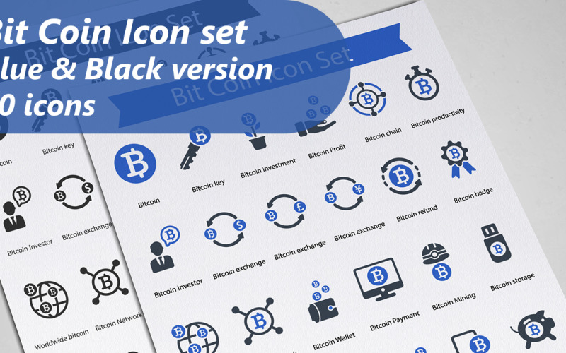 Bit Coin Icon Set Template #186305 - TemplateMonster
