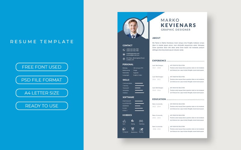 Marko Kevienars CV imprimible Plantillas de CV imprimibles