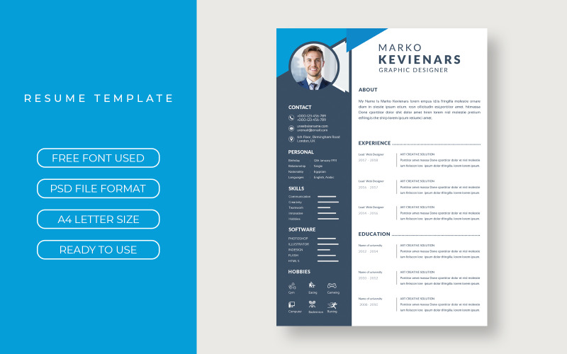 Modernes Lebenslauf-Layout-Design #186405 - TemplateMonster