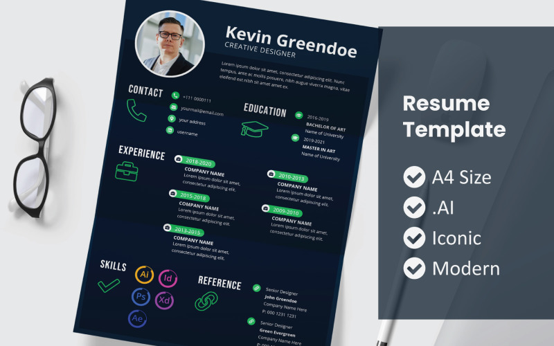 Kevin Vol 24 Printable Resume Template - TemplateMonster