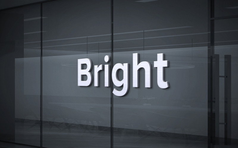 Metallic Logo Mockup in Glass Wall #187047 - TemplateMonster