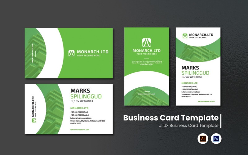 Monarch UI UX Business Card #188085 - TemplateMonster