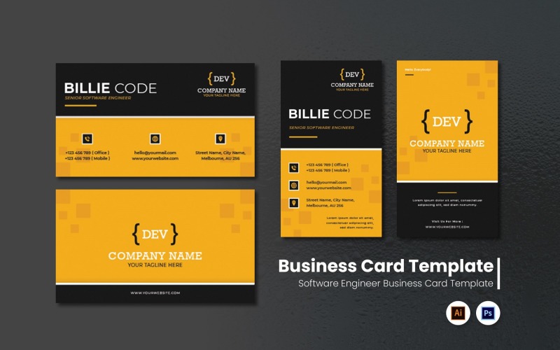 Software Engineer Business Card #188083 - TemplateMonster