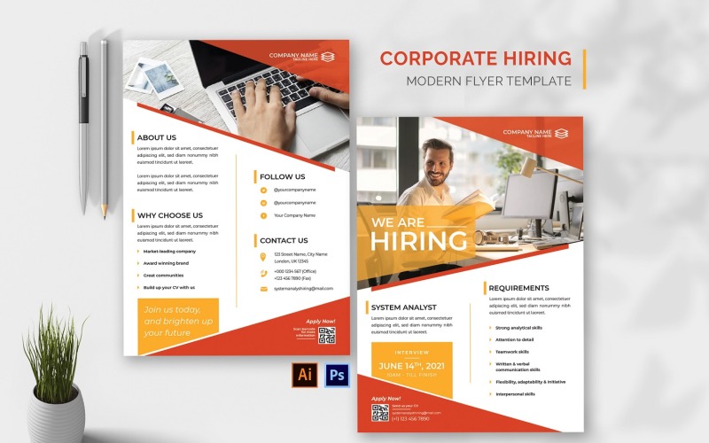 Corporate Hiring Flyer Print Template - TemplateMonster