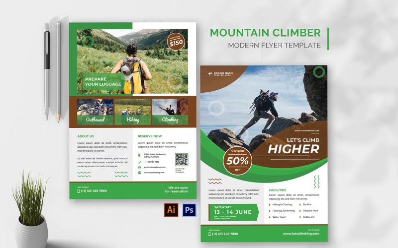 Mountain Climber Flyer Print Template - TemplateMonster